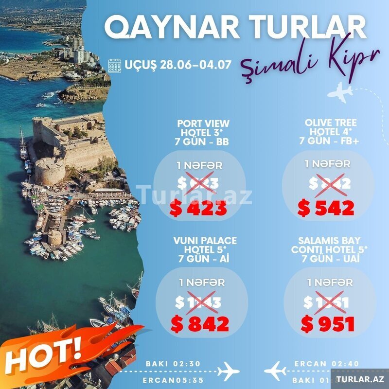Şimali Kipr Qaynar tur Xarici turlar - TURLAR.AZ